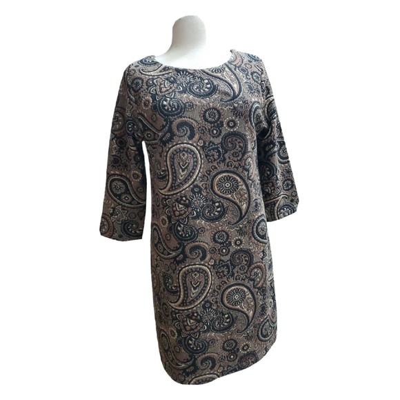 NorthStyle | Dresses | North Style Black Tan Knit Shift Dress Tapestry ...